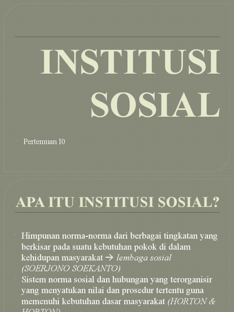 Institusi Sosial | PDF