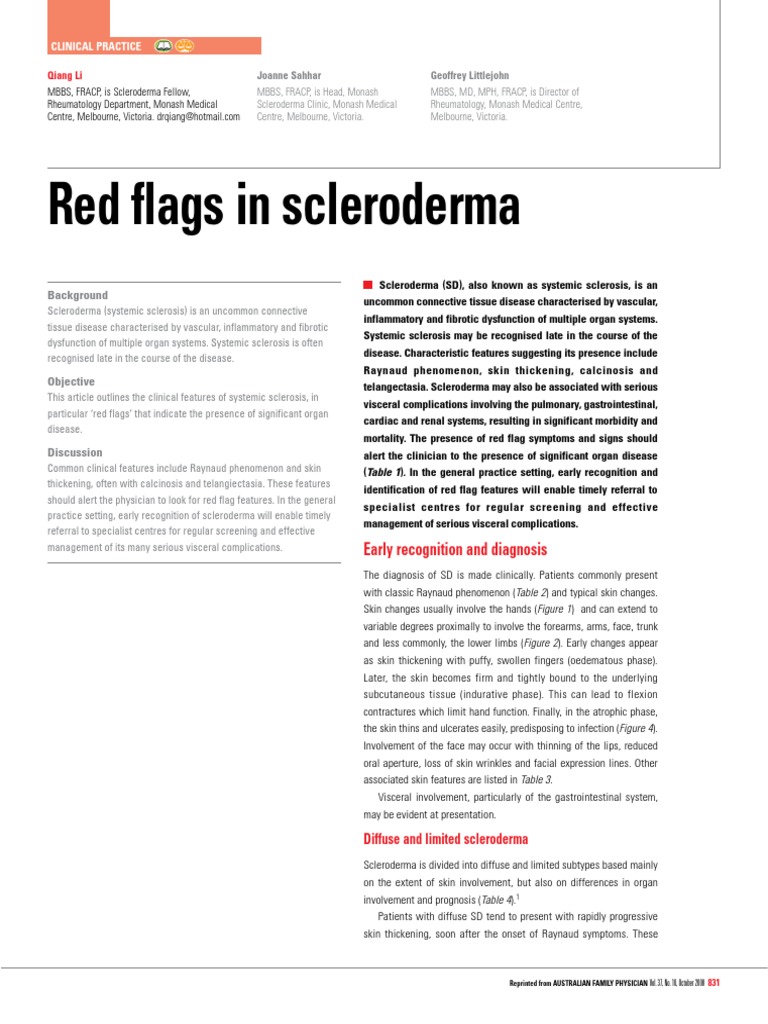 Red Flags of Scleroderma | Download grátis PDF | Medicine | Diseases ...