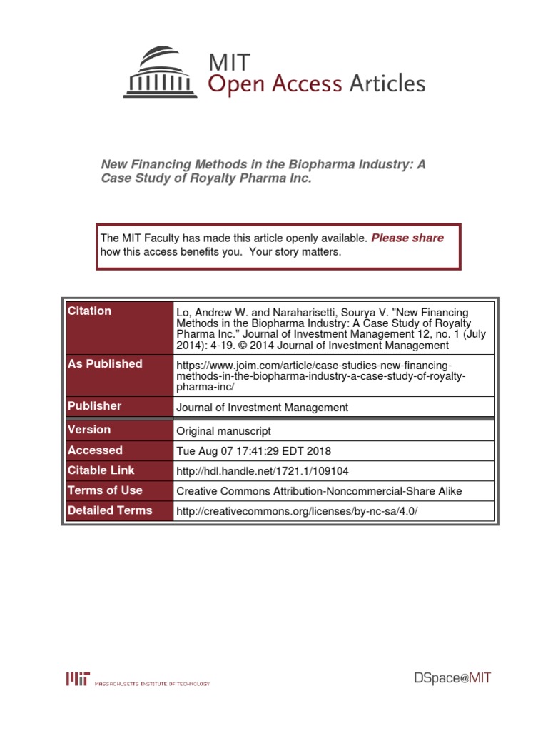 Case Study On Royalty Pharma (109104) | PDF | Pharmaceutical Industry ...