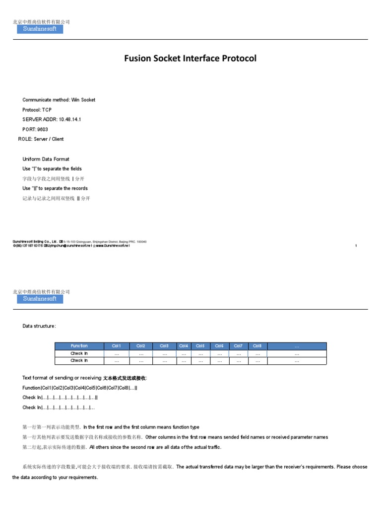 Fusion Socket接口协议 - Translated | PDF | Network Socket | Port (Computer Networking)