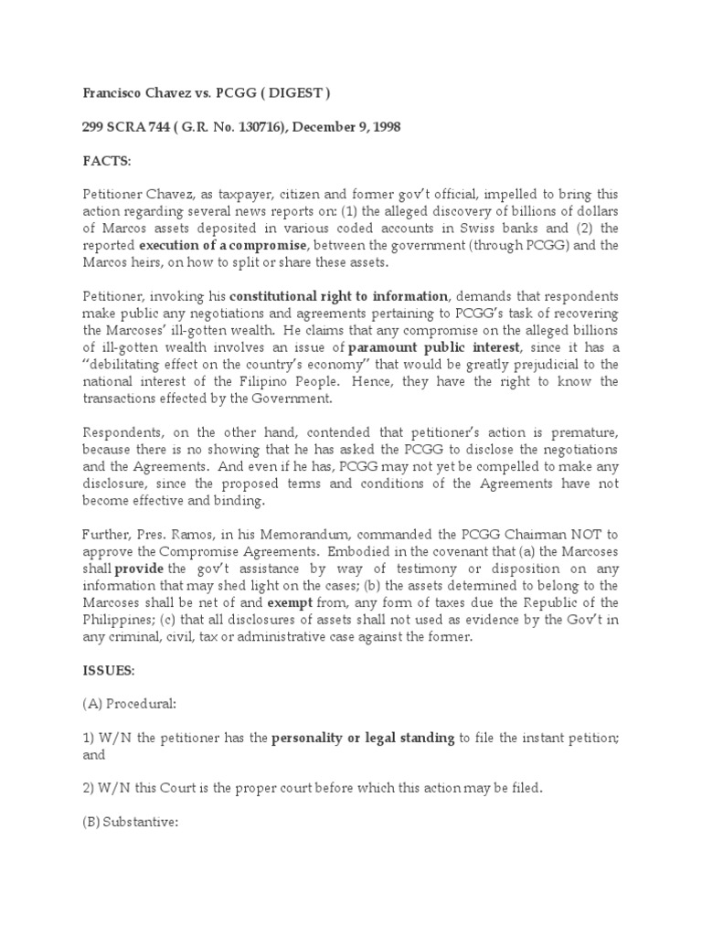 Francisco Chavez Vs PCGG | PDF | Jurisdiction | Public Sphere