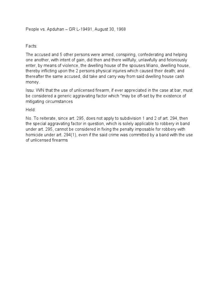 People vs. Apduhan - GR L-19491, August 30, 1968 | PDF | Social Science