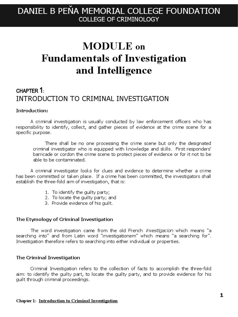 Introduction to Fundamentals of Criminal Investigation | PDF | Arrest ...