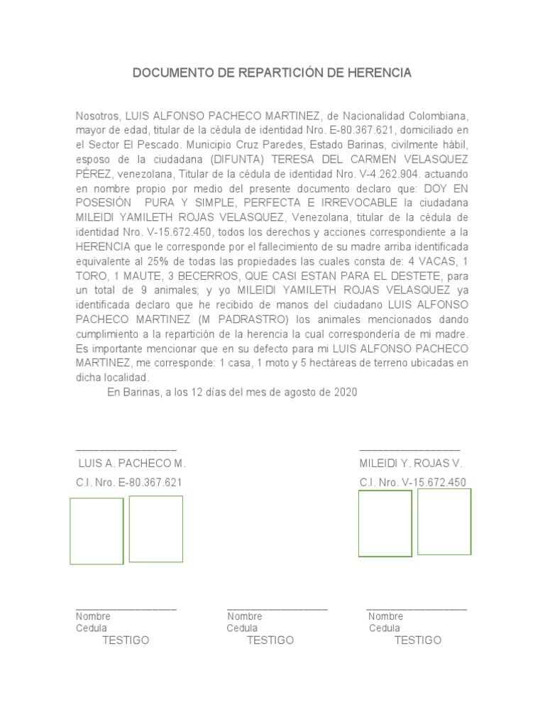 Documento De Herencia Pdf