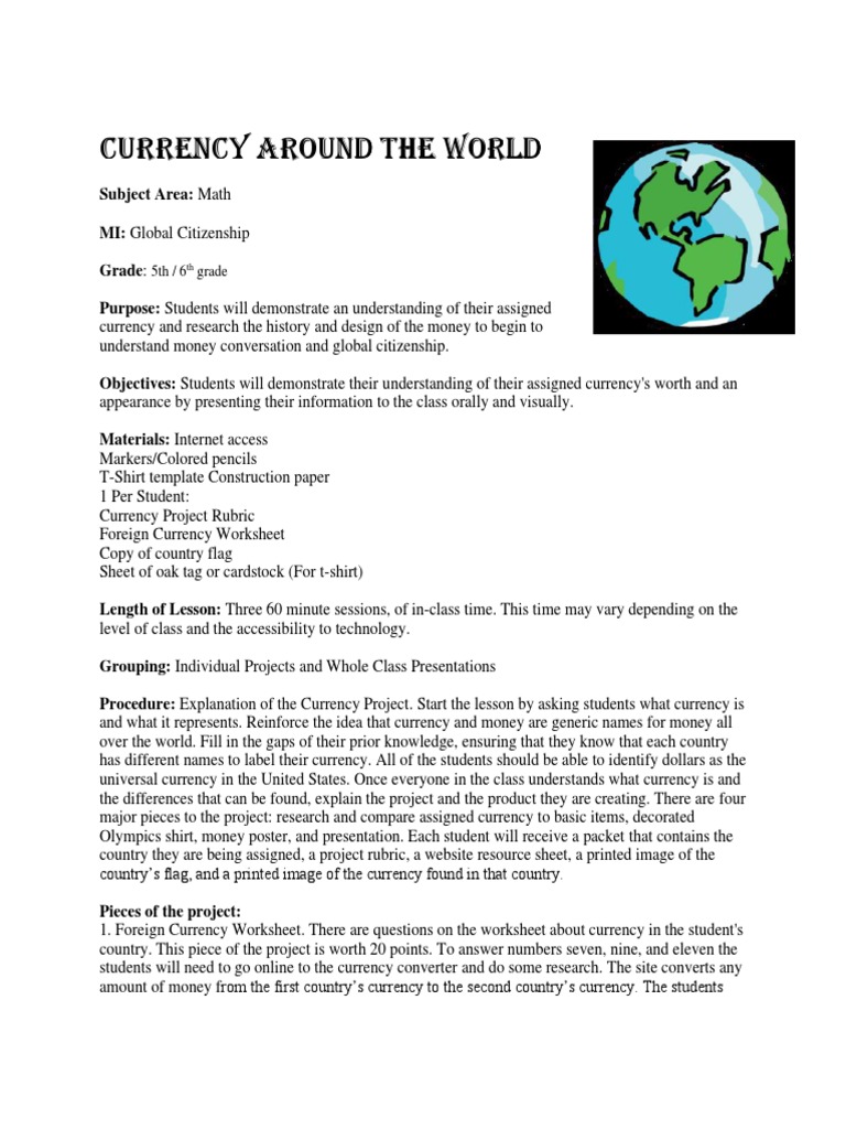 Currency Lesson Plan | PDF | Communication | Human Nature