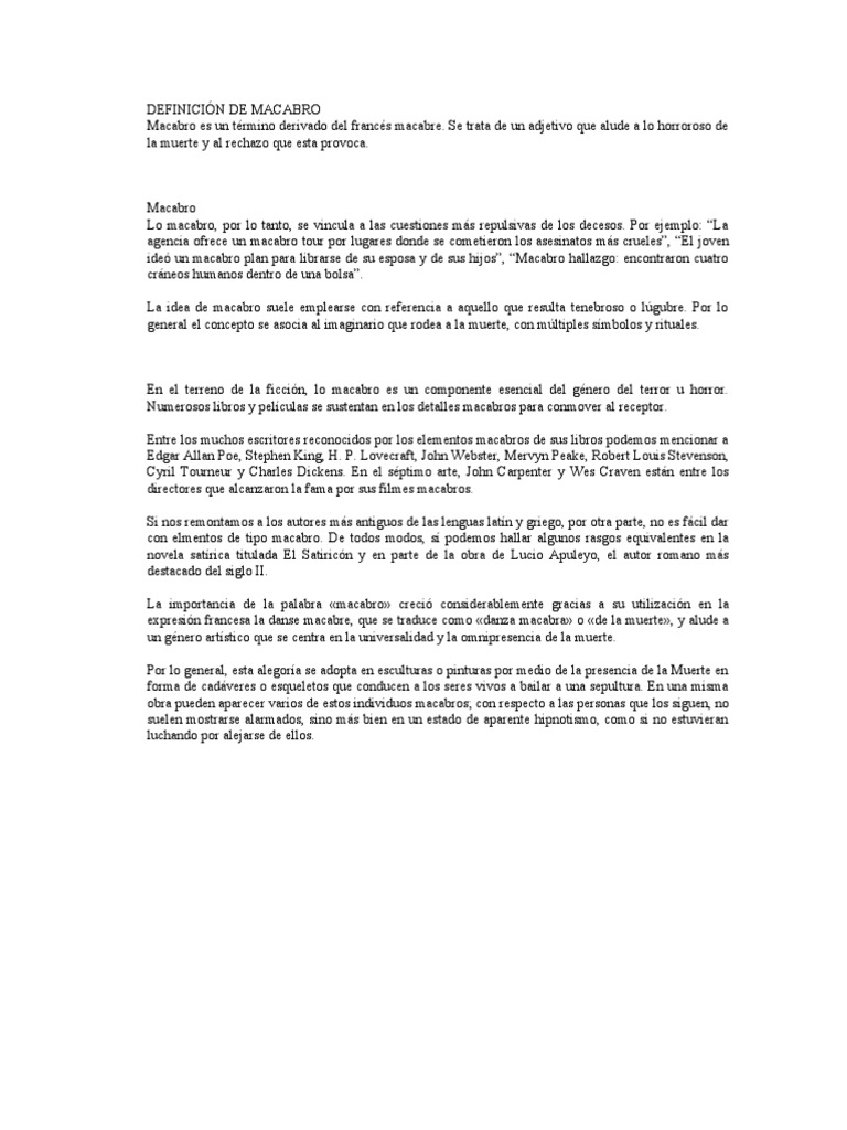 Definición de Macabro y su Significado | PDF