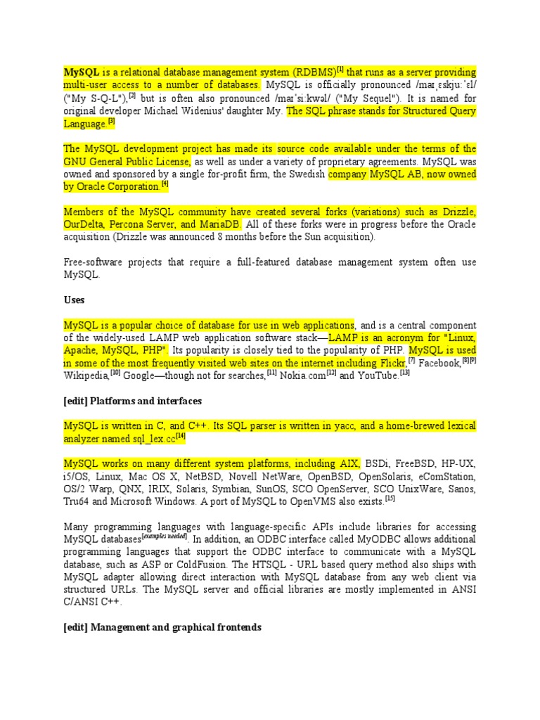 Mysql Is A Relational Database Management System Rdbms Pdf My Sql Information Technology