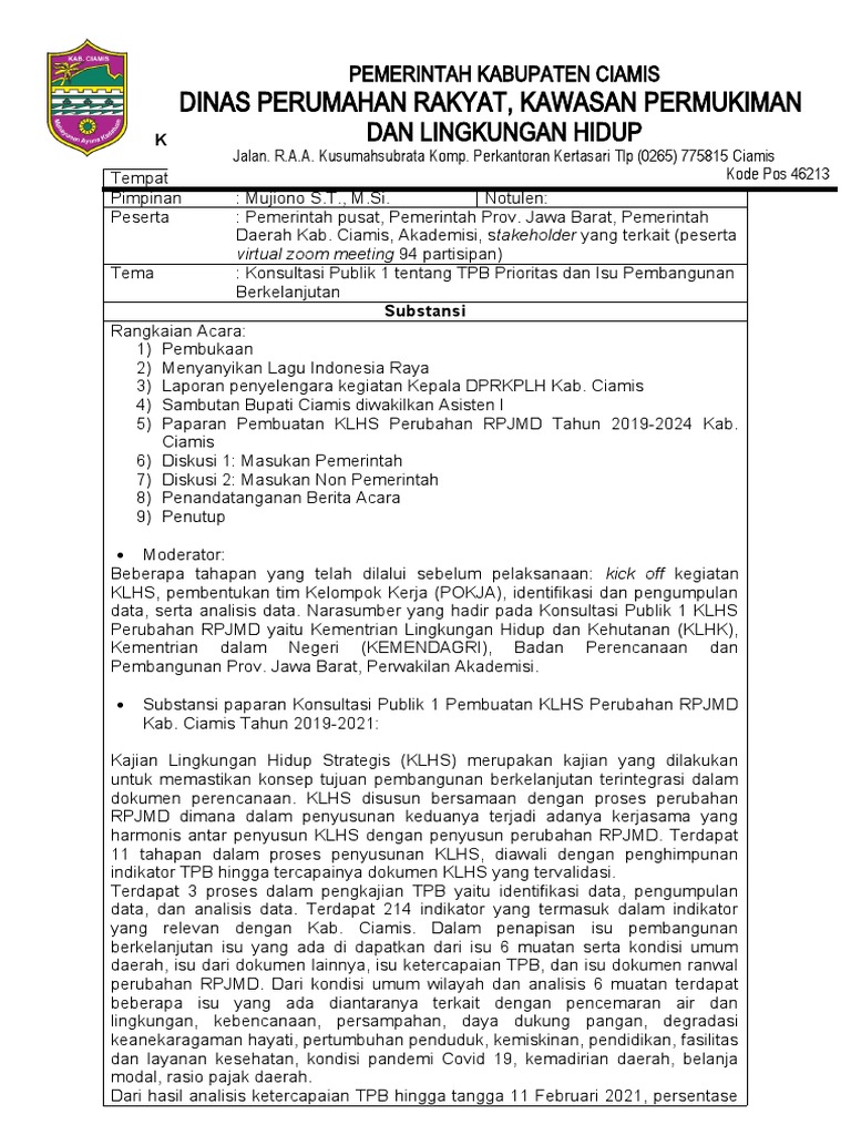 Draft Notulensi KP1 11.02.2021 | PDF