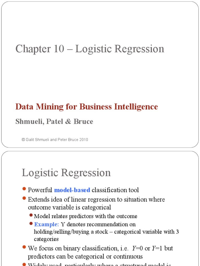 Chapter 10 - Logistic Regression: Data Mining For Business Intelligence | PDF | Logistic ...
