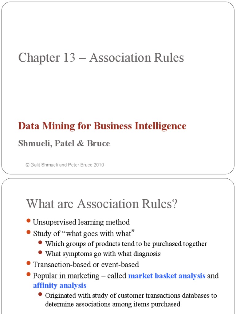 Chapter 13 - Association Rules: Data Mining For Business Intelligence ...