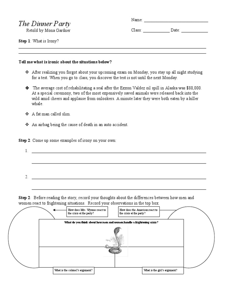 The Dinner Party Worksheet | PDF