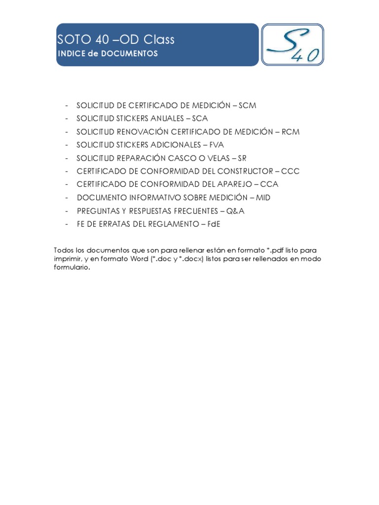 Documentos Clase S40 - v1 | PDF | Timón | Mástil (Vela)