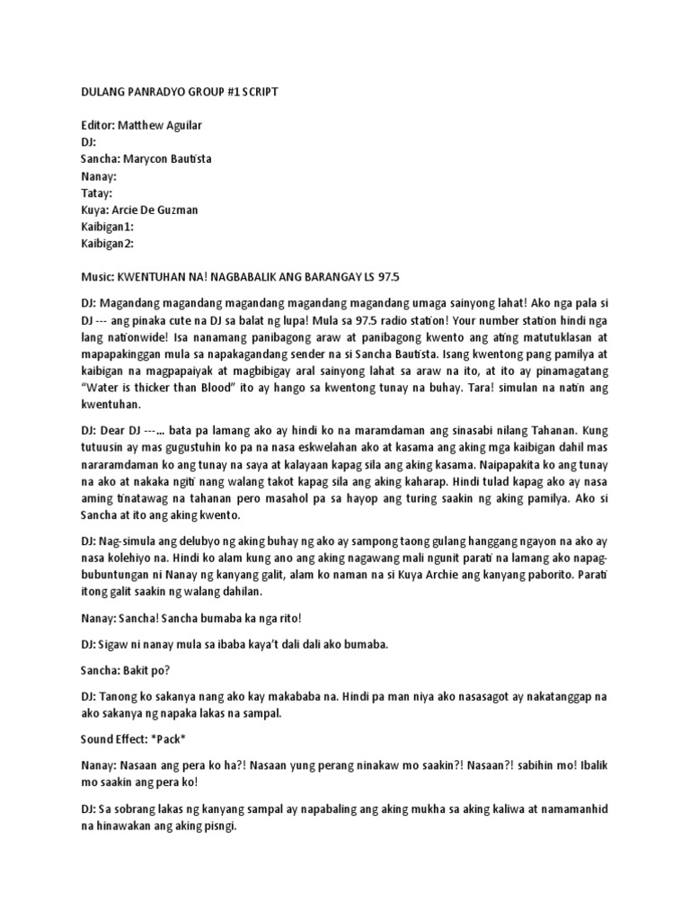Dulang Panradyo Script | PDF