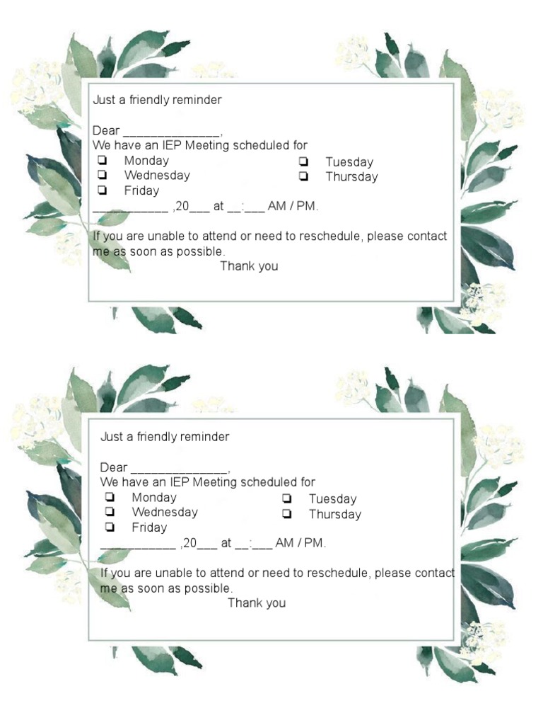 Iep Meeting Reminder | PDF