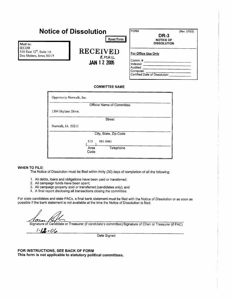 Notice of Dissolution Filing Guidelines | PDF | Political Action ...