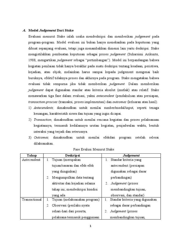 Contoh Evaluasi (Model Stake) | PDF