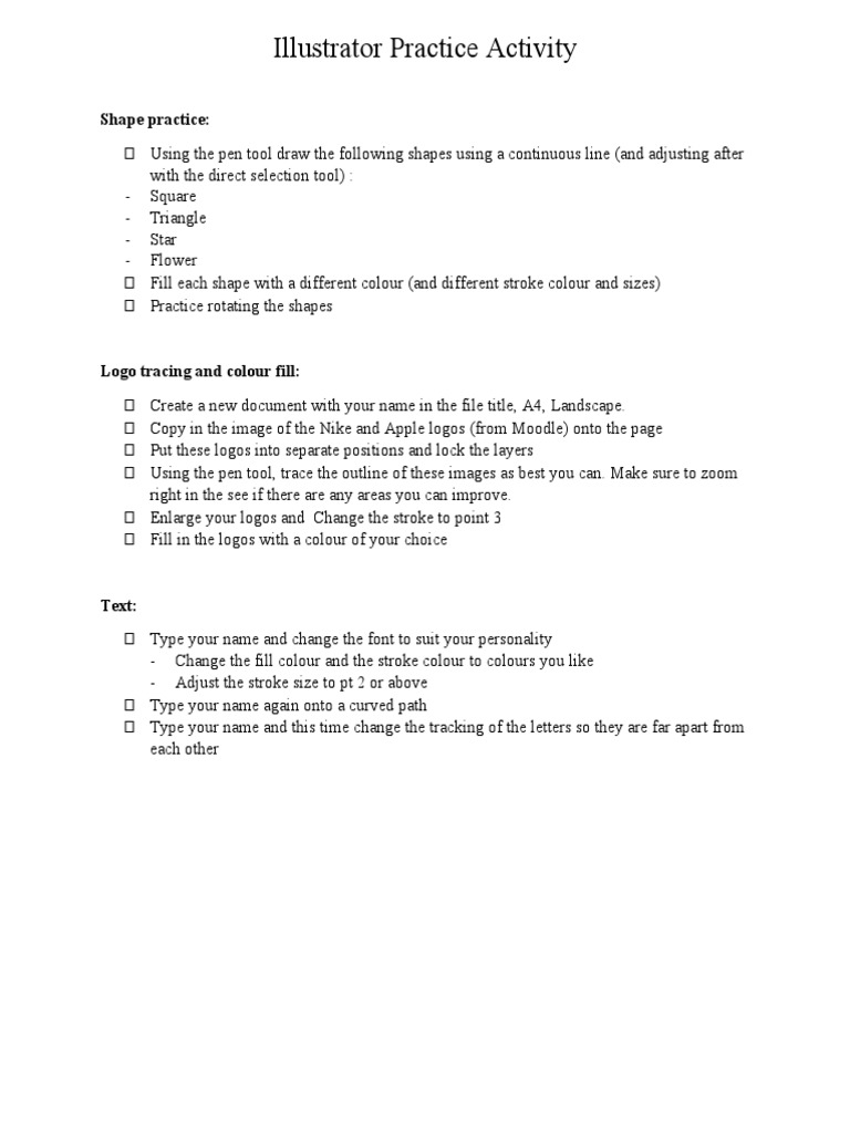 Illustrator Practice Activity | PDF