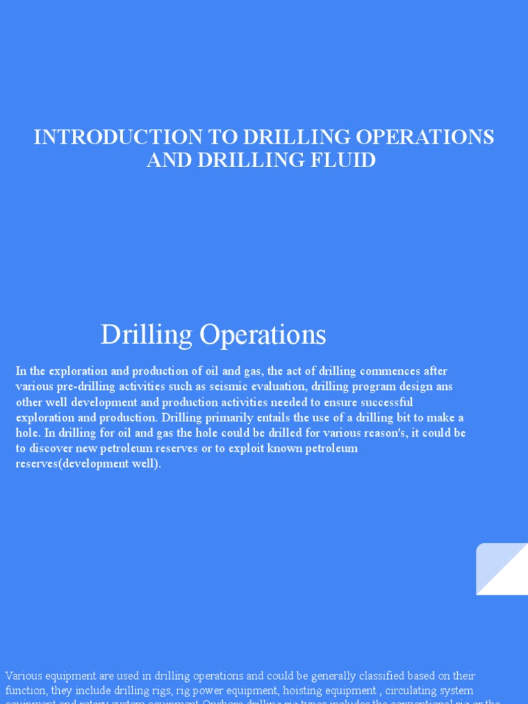 Introduction To Drilling Operations and Drilling Fluid | PDF | Oil Well ...