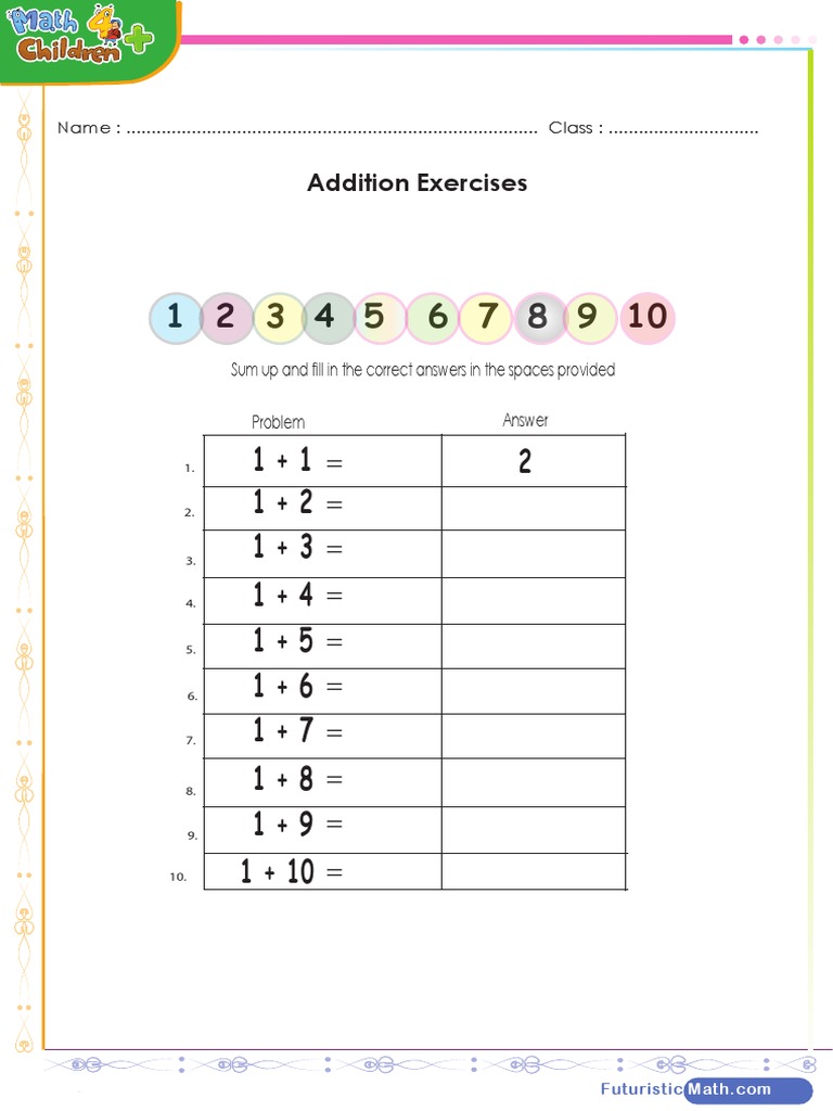 Adding 1 To Ther Numbers No Illustration Worksheet | PDF