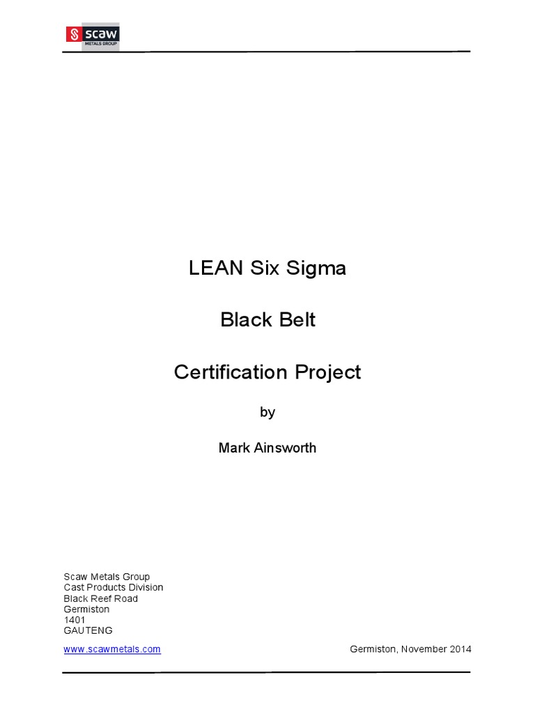 LEAN Six Sigma Black Belt Project - Mark Ainsworth | PDF | Six Sigma ...