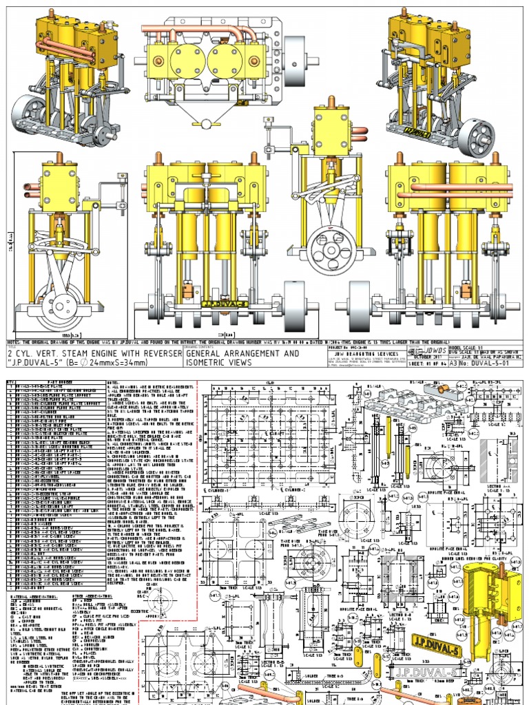 2 Cyl Vert Steam Engine With Reverser J.p.duval-5 | PDF | Screw | Materials