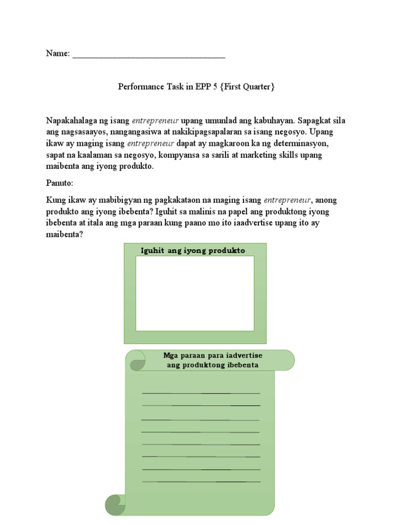 Performance Task Epp Grade 5 | PDF