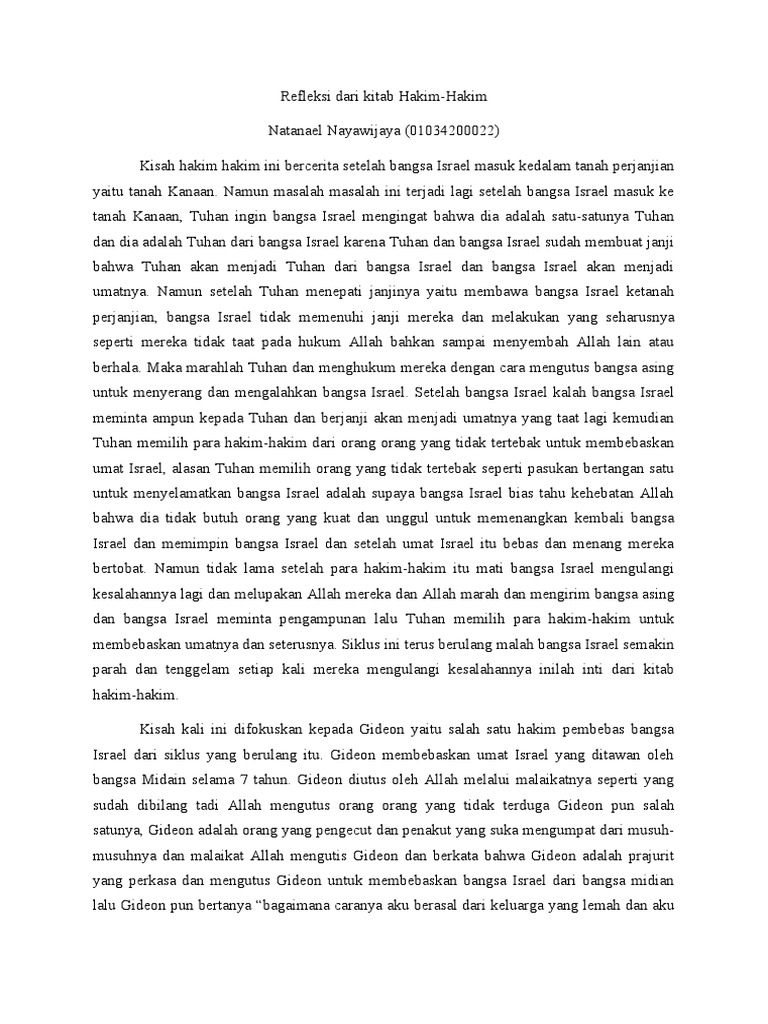 Refleksi Kisah Gideon dalam Hakim-Hakim | PDF | Agama & Spiritualitas