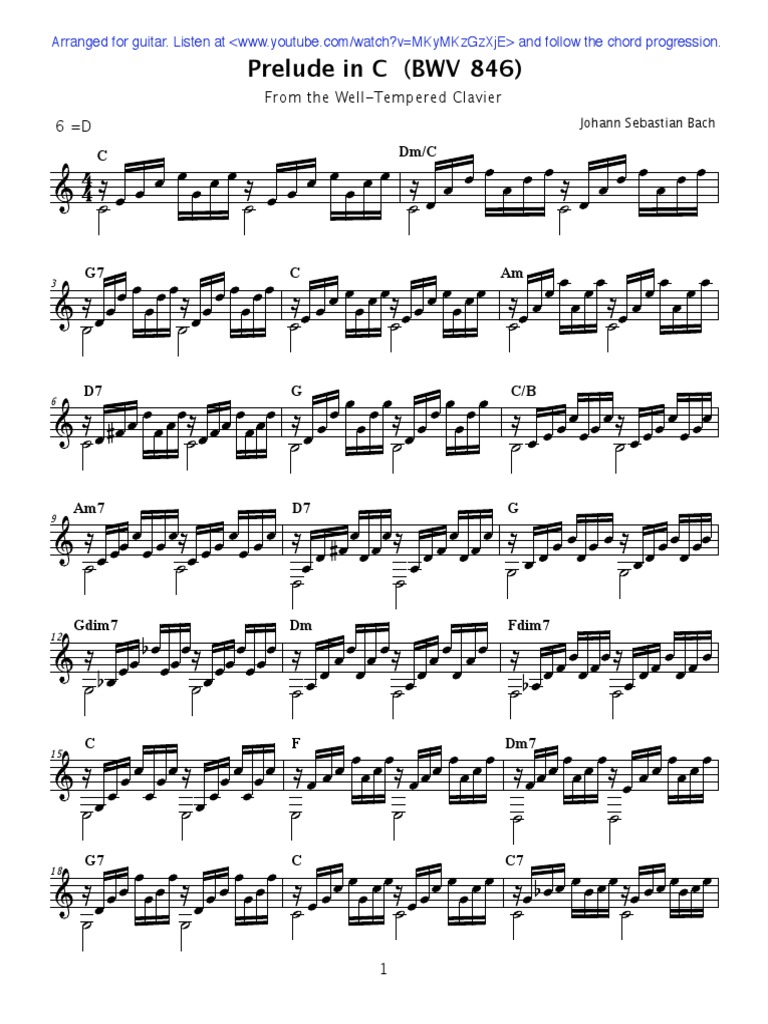 Prelude in C (BWV 846) : 6 D From The Well-Tempered Clavier | PDF