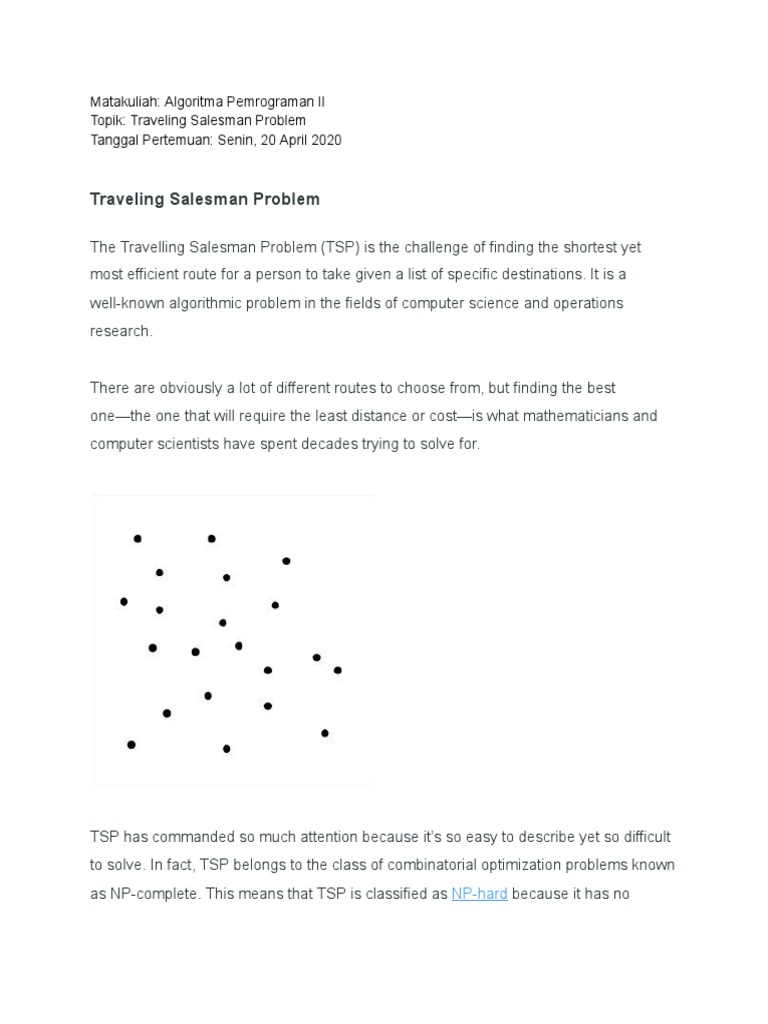 Traveling Salesman Problem | PDF | Computational Science | Algorithms And Data Structures