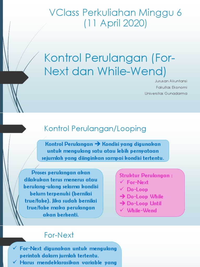 Materi M6 - Kontrol Perulangan (For-Next Dan While-Wend) | PDF