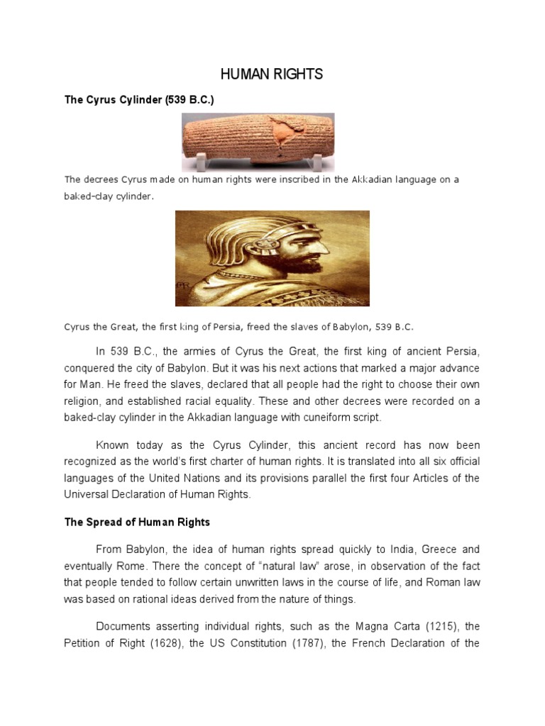 Cyrus Cylinder and Early Human Rights Documents | PDF | Crime Scene ...