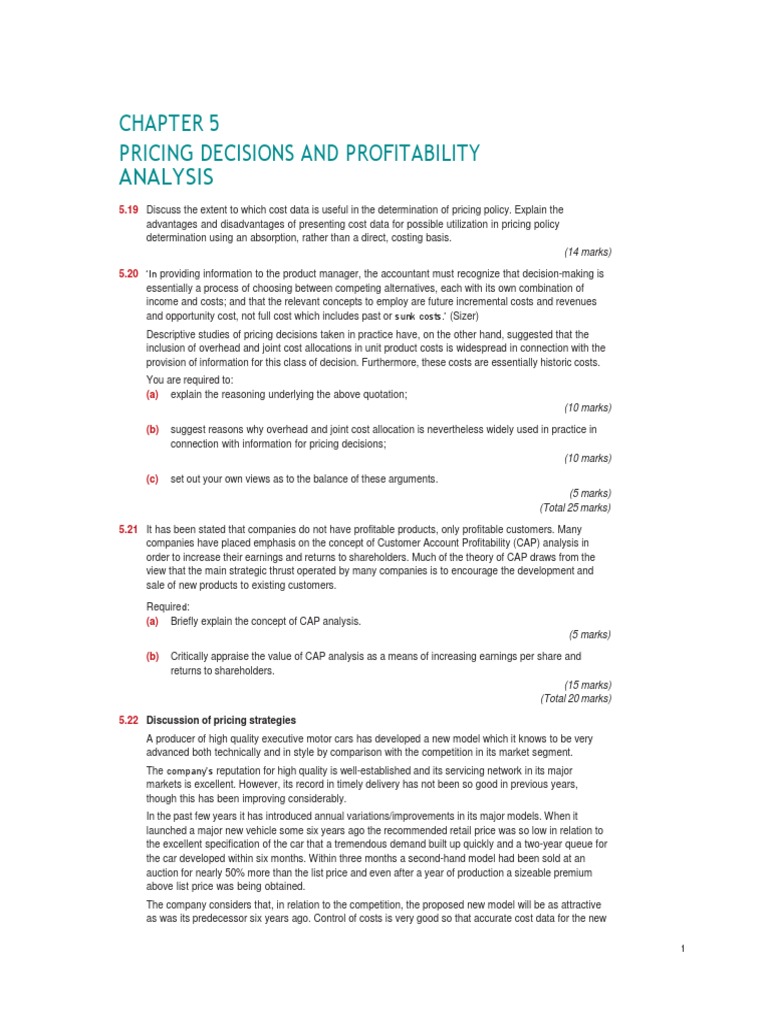 Pricing Decisions EXERCISES | PDF | Pricing | Prices