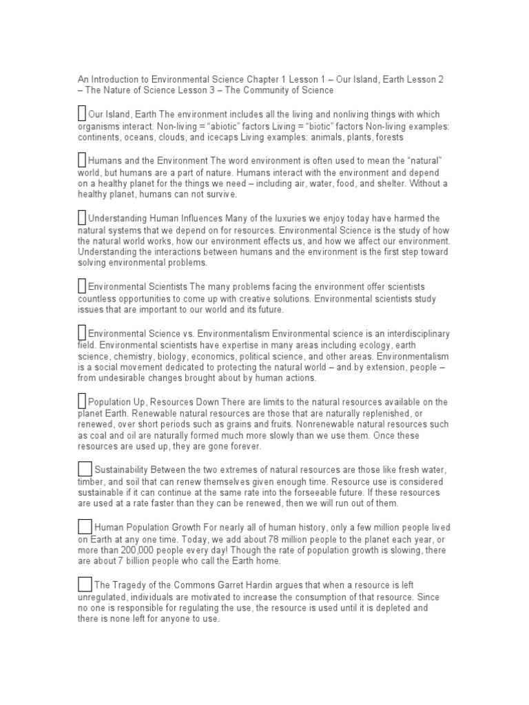 An Introduction To Environmental Science Chapter 1 Lesson 1 | PDF ...