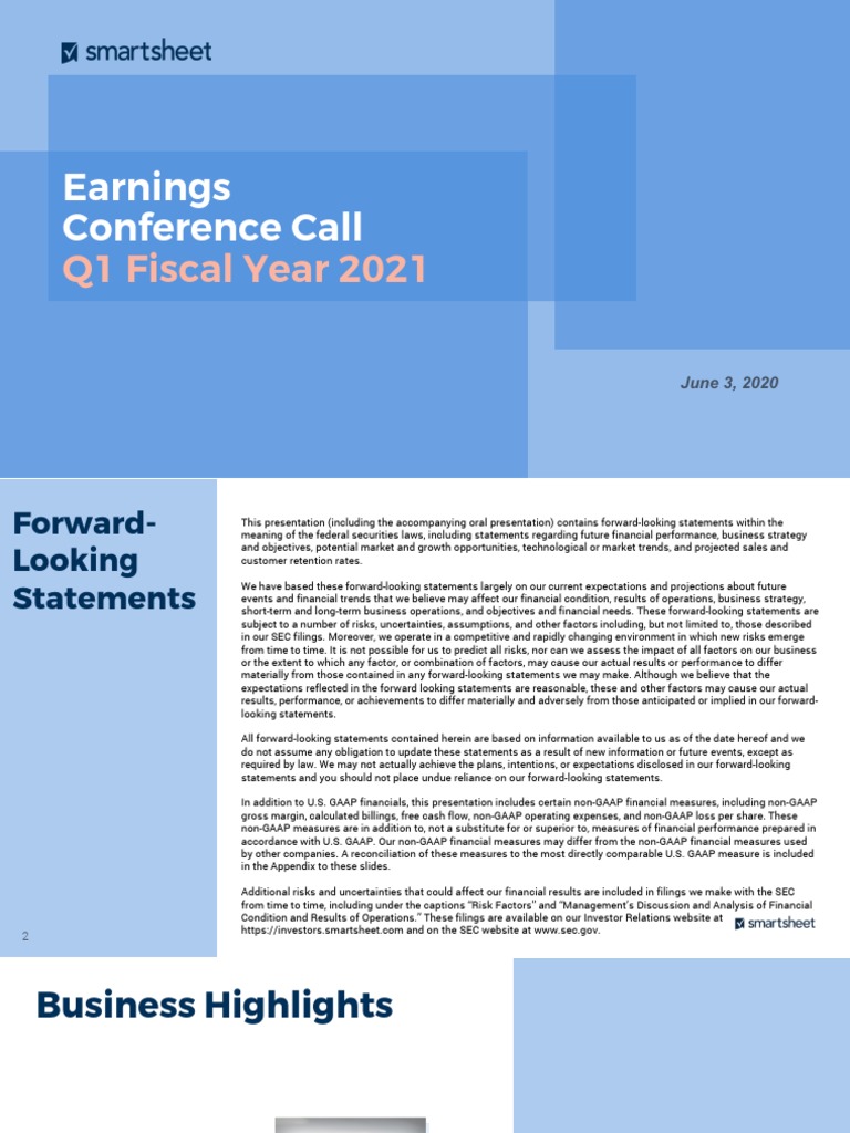 Earnings Conference Call: Q1 Fiscal Year 2021 | PDF | Risk | Strategic ...