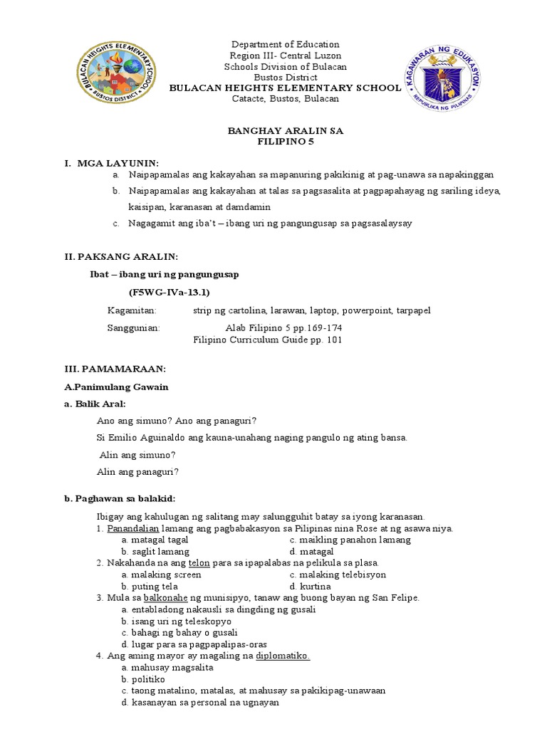 Cot Semi-Detailed LP in Filipino - Docx Version 1 | PDF