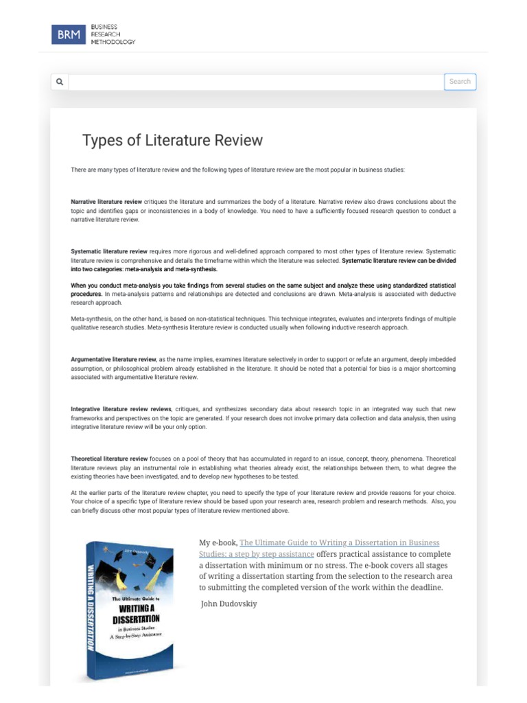 Types of Literature Review Explained | PDF | Meta Analysis | Literature ...