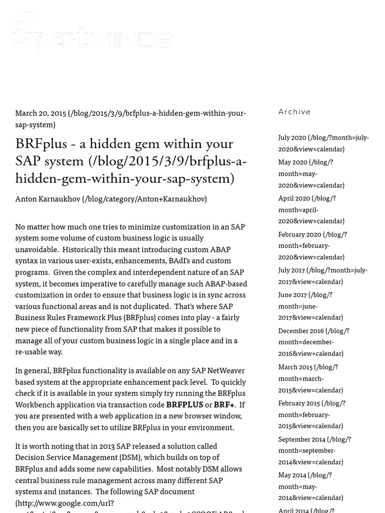 SAP BRFplus: Streamlining Custom Logic | PDF | Object (Computer Science) | Information Age