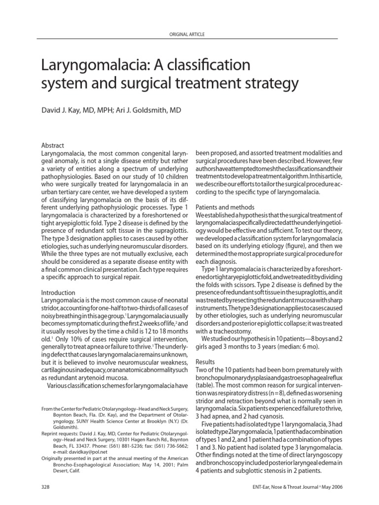 Laryngomalacia - A Classification | PDF | Larynx | Surgery