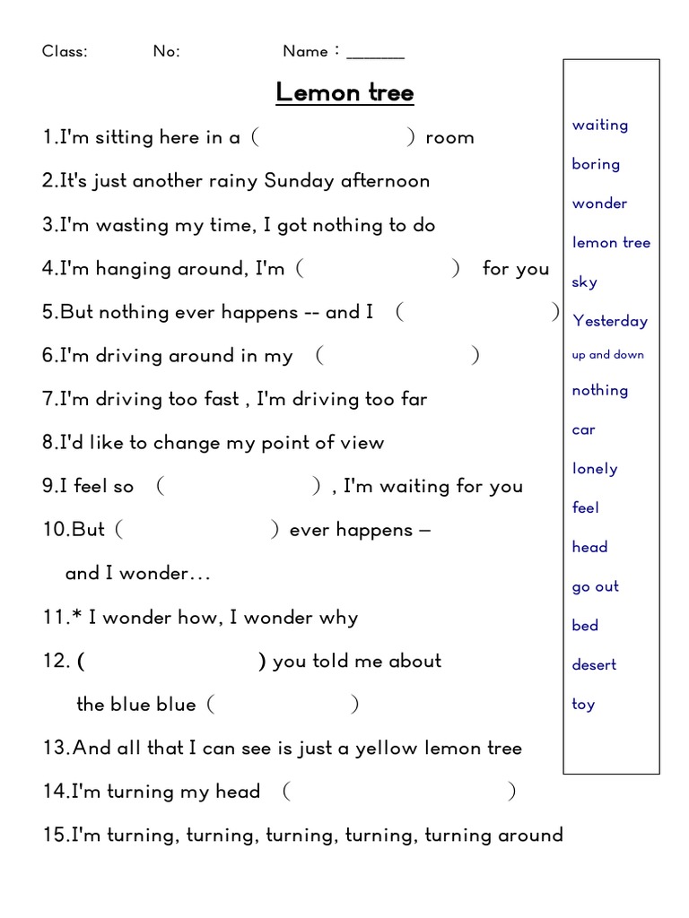 Lemon Tree Lyrics | PDF