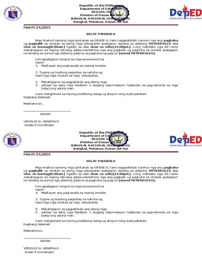 SULAT PAHIBALO Edited | PDF