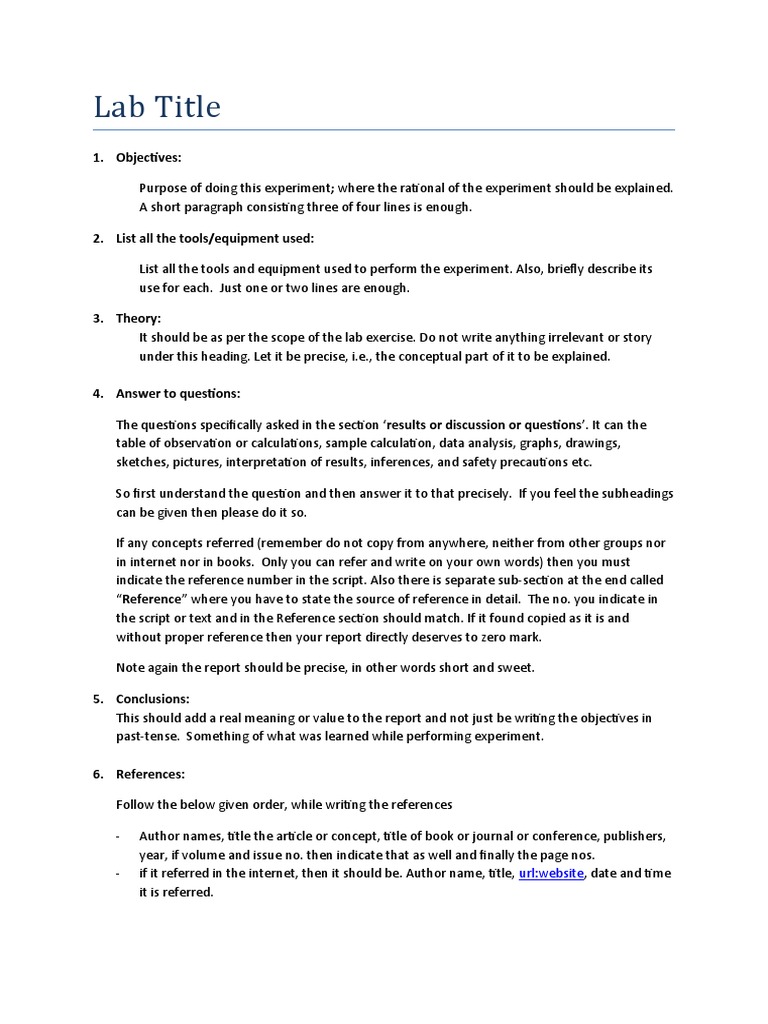 Lab Report Format | PDF | Experiment | Methodology