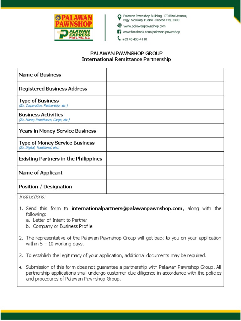 Palawan express forms store