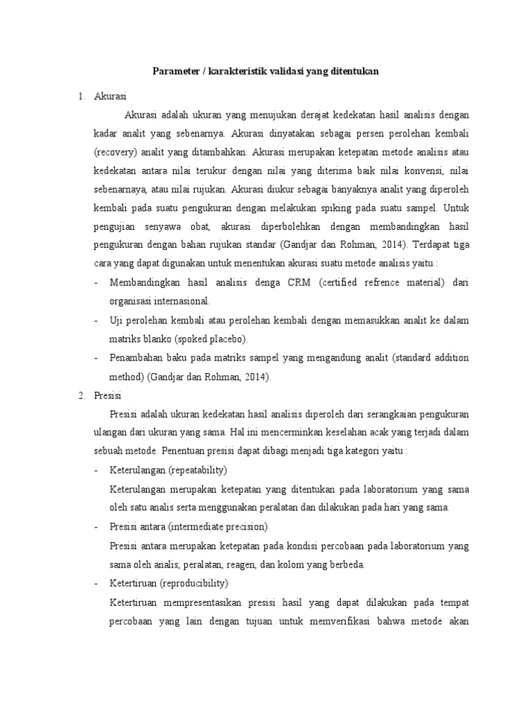 Parameter Validasi | PDF