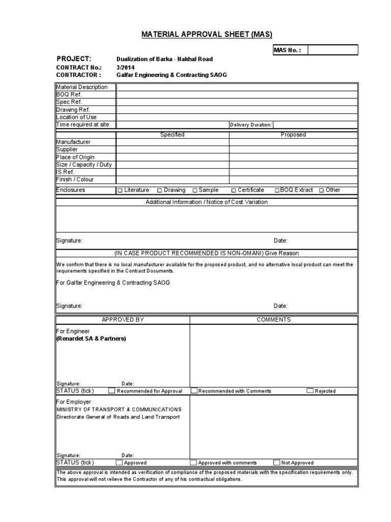 Material Approval Request - Final | PDF