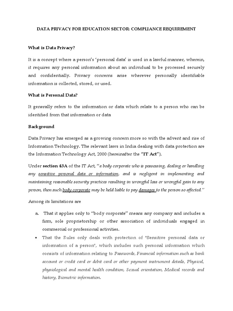 Data Privacy For Education Sector | PDF | Information Privacy | Privacy