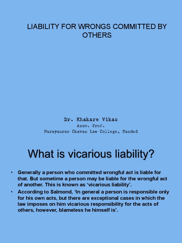 Understanding Vicarious Liability in Law | PDF | Vicarious Liability ...