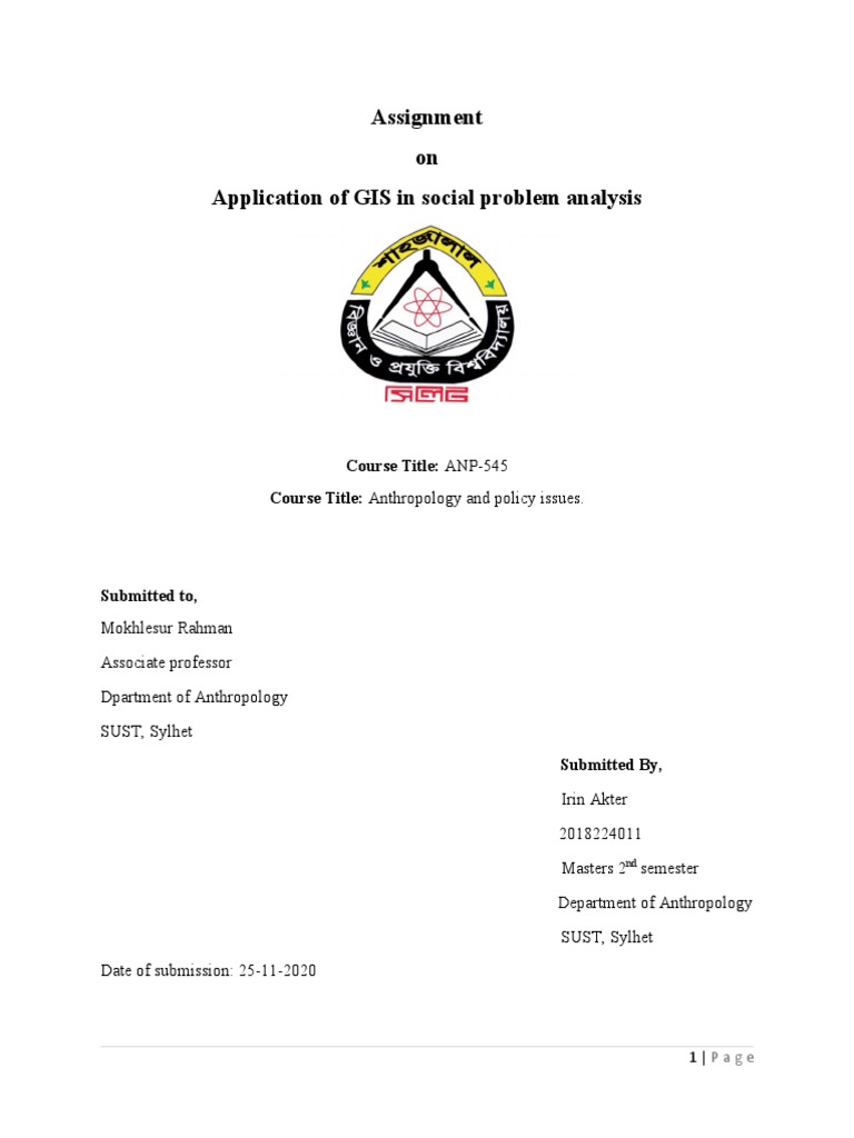 Assignment On Application of GIS in Social Problem Analysis | PDF ...