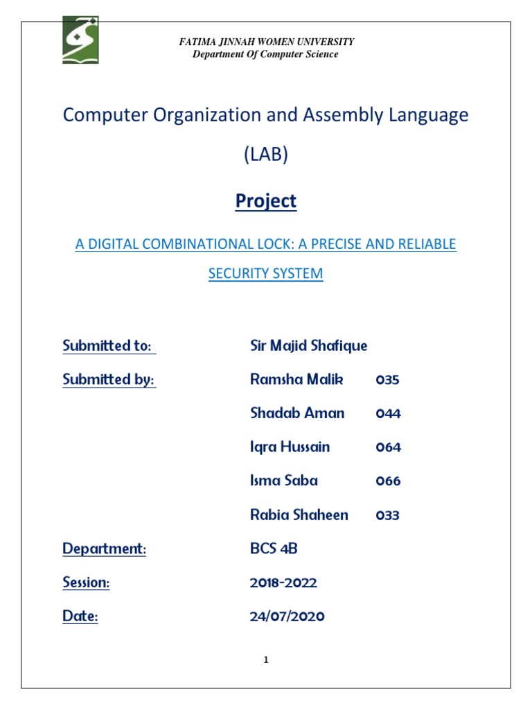 Computer Organization and Assembly Language (LAB) : Project | PDF ...