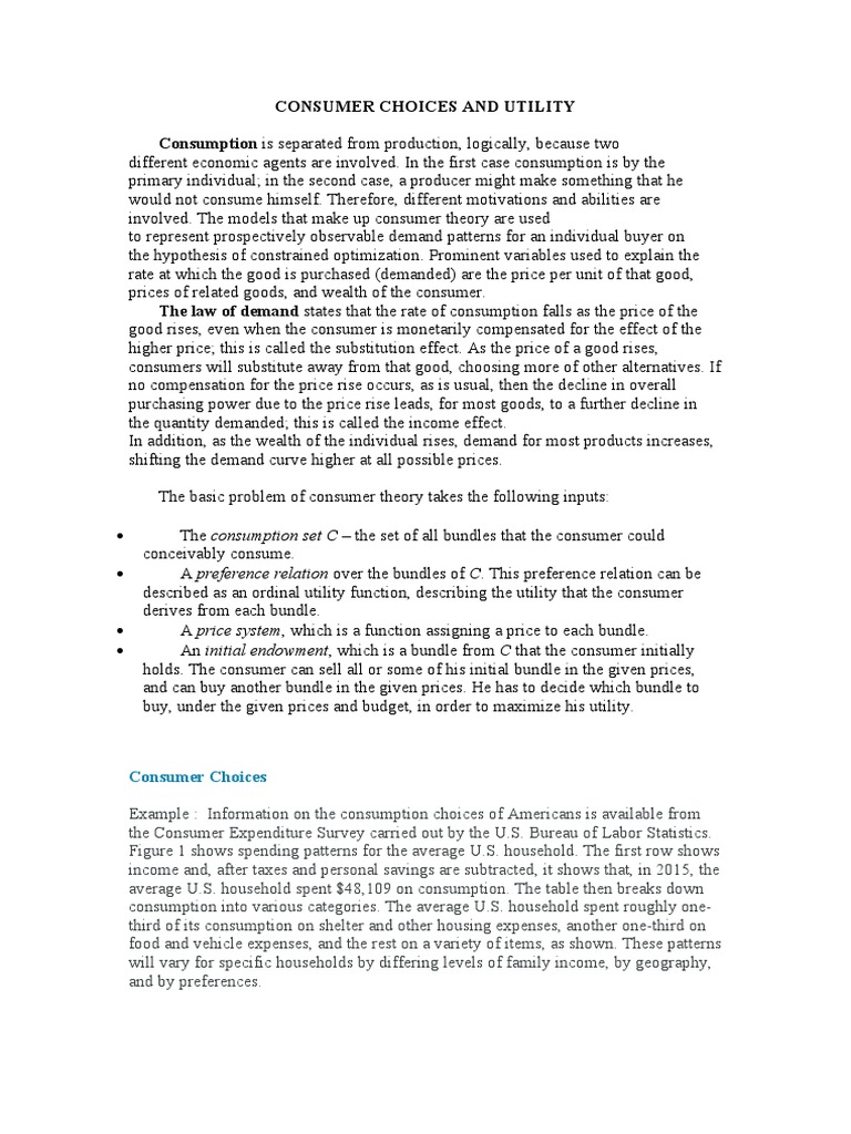 Consumer Choices and Utility Explained | PDF | Consumers | Consumer ...