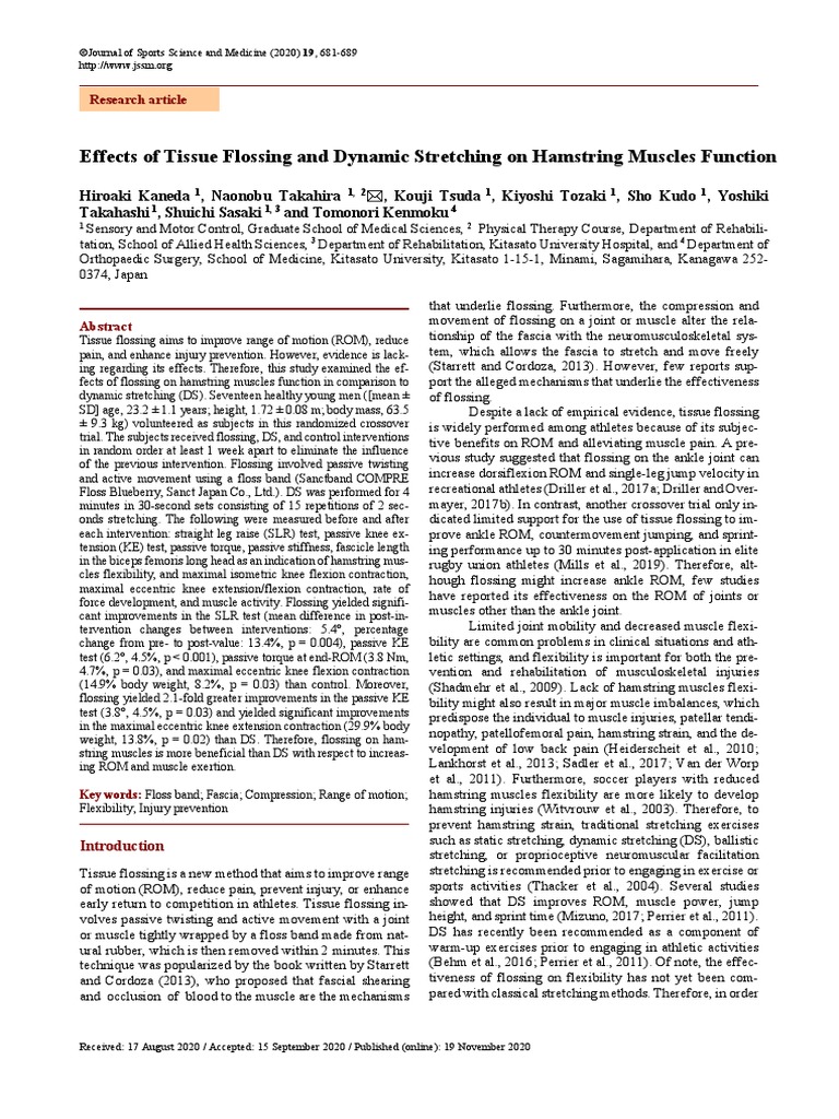 Effects of Tissue Flossing and Dynamic Stretching On Hamstring Muscles ...